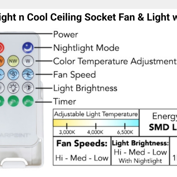 farpoint | Other | Cool N Bright Socket And Ceiling Fan With Remote ...